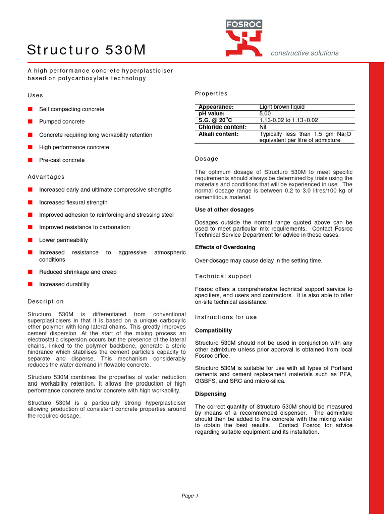 TDS Structuro 530M Saudi Arabia | PDF | Concrete | Physical Sciences