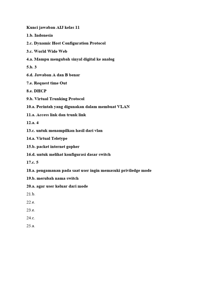 Kunci Jawaban AIJ Kelas 11 | PDF