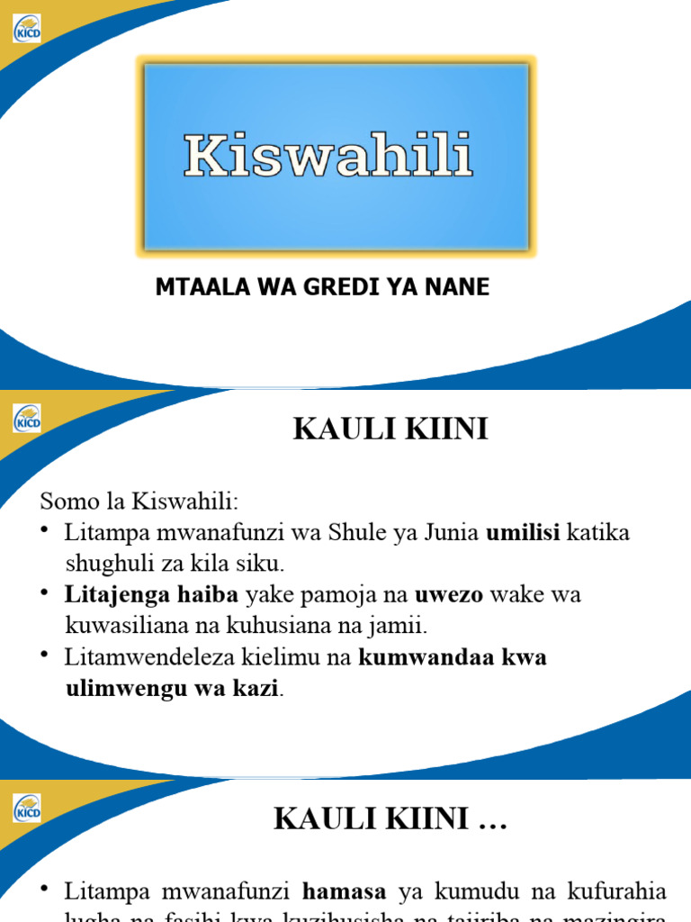 KISWAHILI JSS RETOOLING 21st MAY 2024 (Final) | PDF