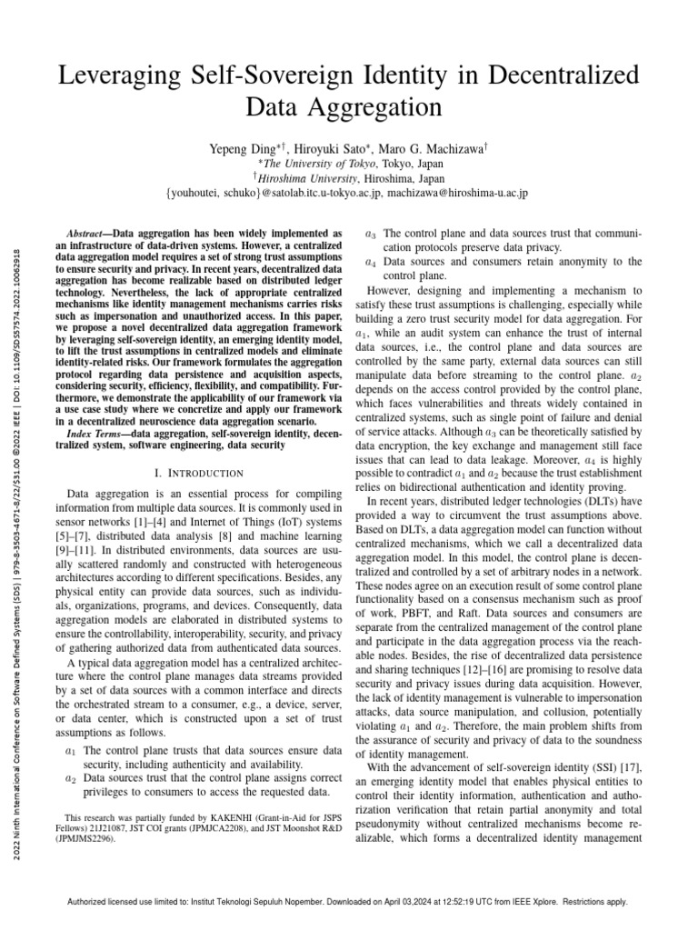 2022 Leveraging Self-Sovereign Identity in Decentralized Data ...