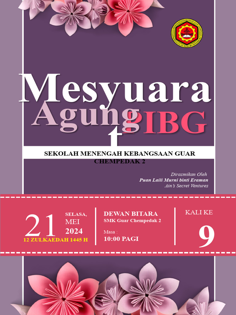 Buku Mesyuarat Agung Pibg Smkgc2 2024-New | PDF | Karier & Perkembangan