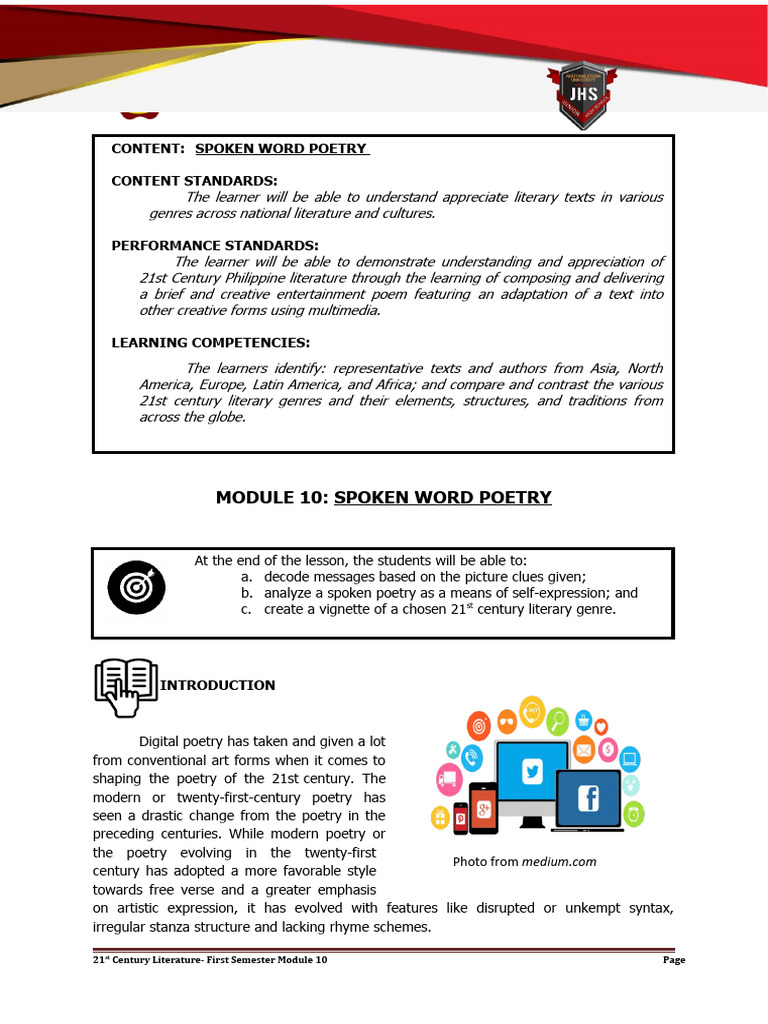 Module 10 21st Century Literature From the Philippines and the World ...