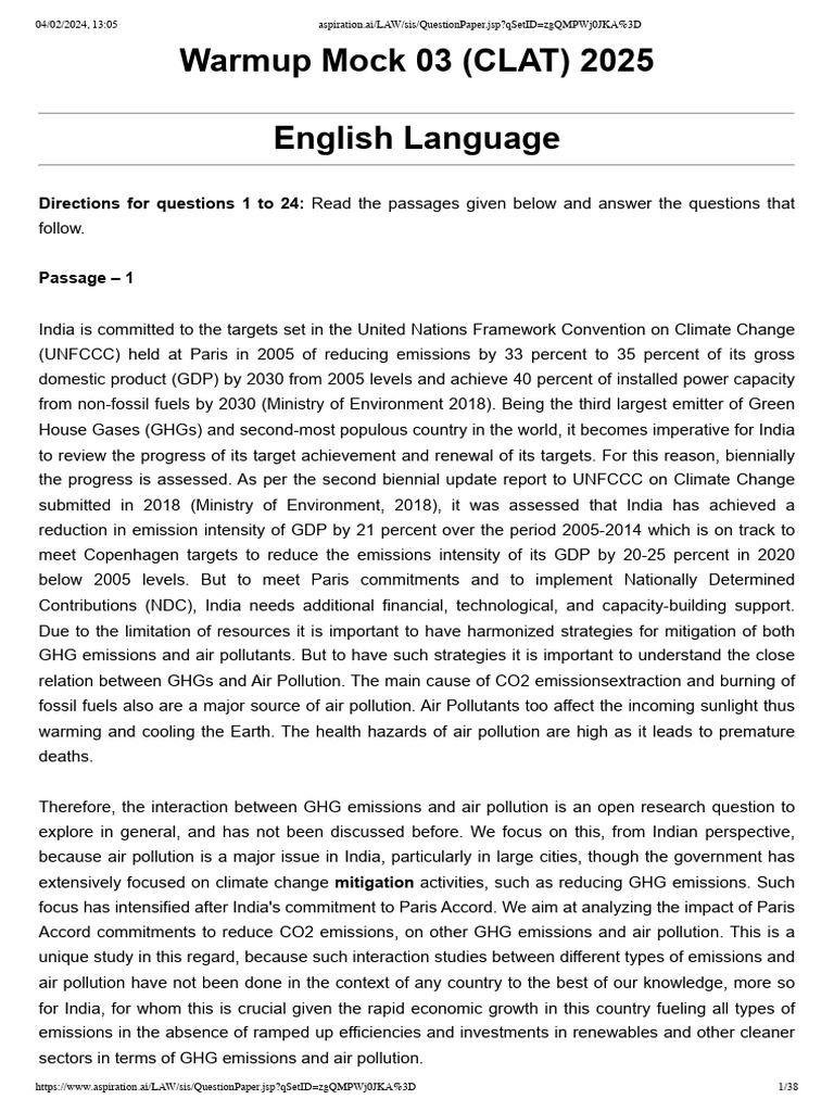 Mock 3 | PDF | Opec | Climate Change Mitigation