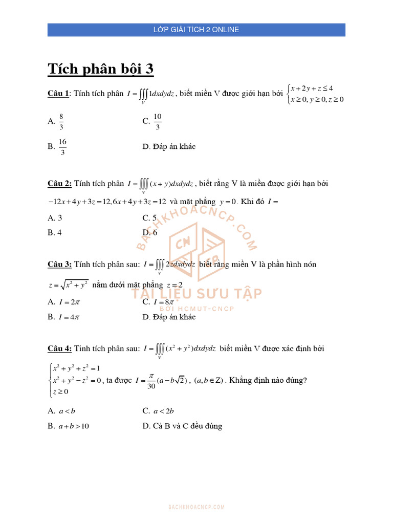 Tích Phân B I 3 | PDF