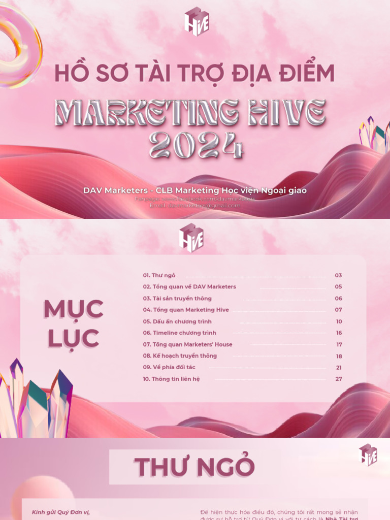 (DM) Marketing Hive 2024 - Hồ Sơ Tài Trợ Địa Điểm | PDF