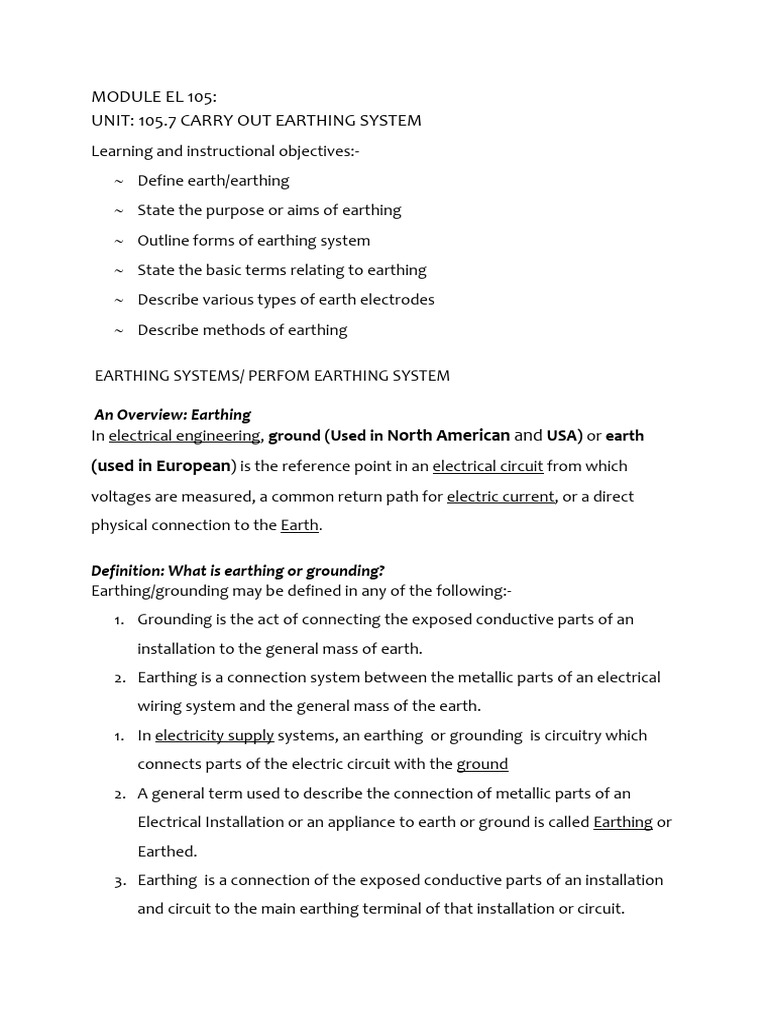 Unit El 105.7 Earthing | PDF | Transformer | Insulator (Electricity)