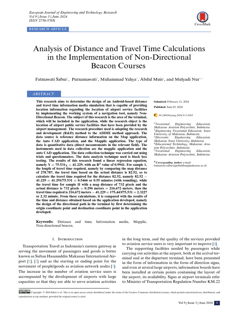Distance Analysis and Traveled Time Calculations | PDF | Airport ...