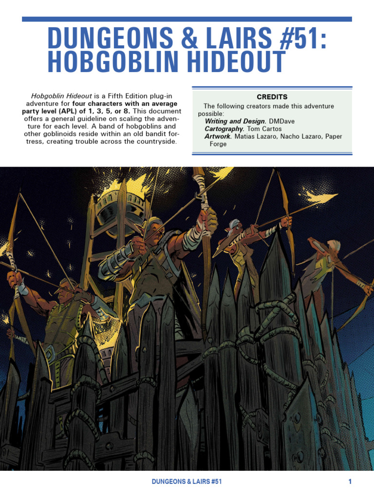 DMDave - Dungeons & Lairs 51 - Hobgoblin Hideout - Full Version | PDF