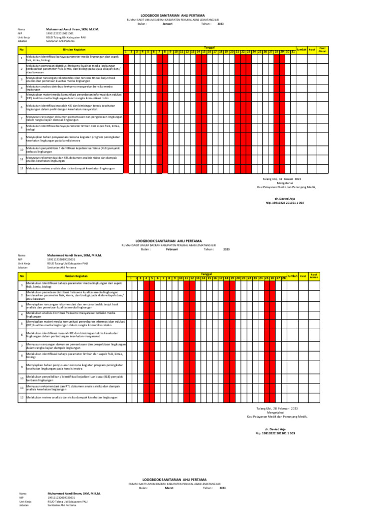 Logbook - Sanitarian Ahli Pertama - 2023 | PDF