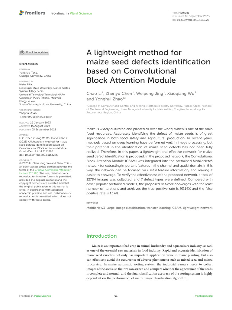 A Lightweight Method For Maize Seed Defects Identi | Download Free PDF | Deep Learning ...