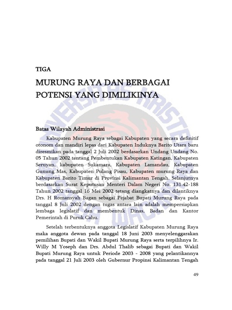 Potensi dan Sejarah Murung Raya | PDF