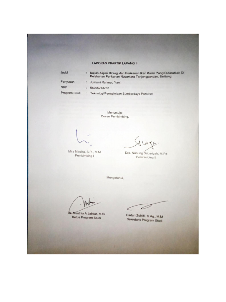 Jumaini Rahmad Yani - Lembar Pengesahan | PDF