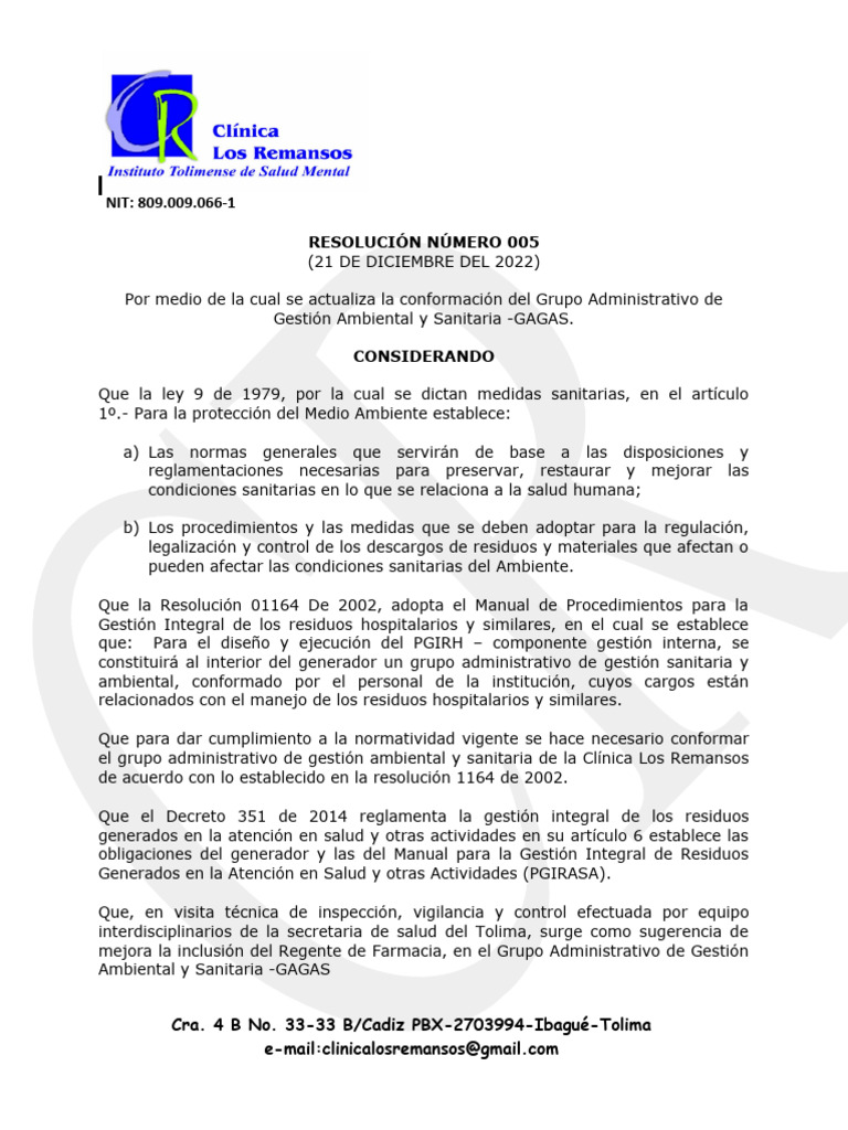 RESOLUCIÓN 005 Del 2022 | PDF | Presupuesto | Residuos