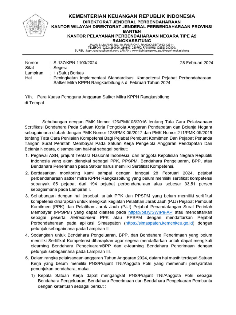 Peningkatan Implementasi Standardisasi Kompetensi Pejabat ...
