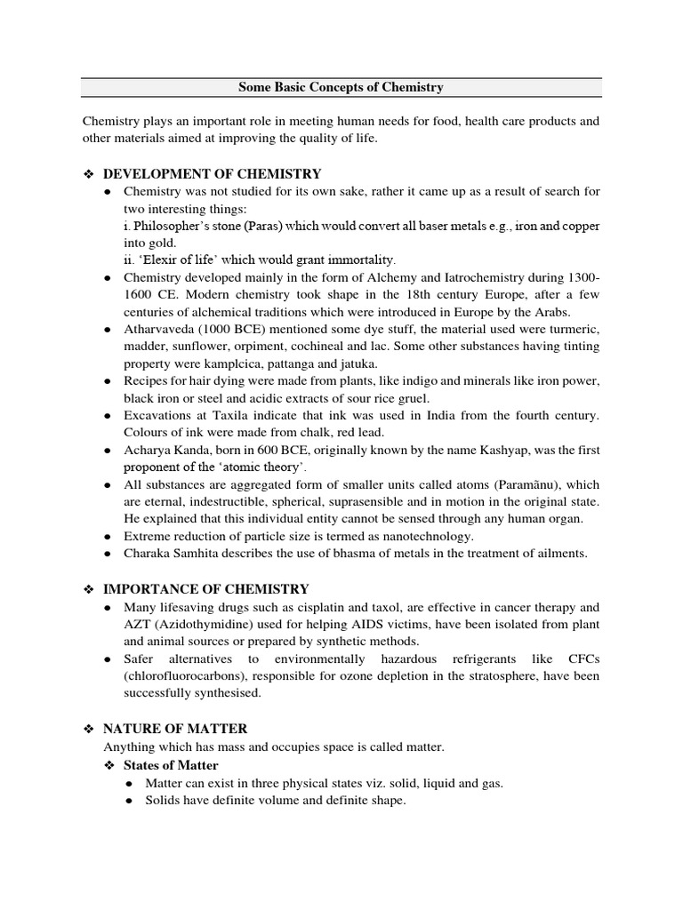 1 Some Basic Concept of Chemistry(1) | PDF | Mole (Unit) | Stoichiometry
