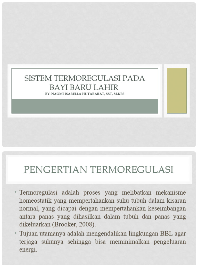 Sistem Termoregulasi pada Bayi Baru Lahir | PDF | Kesehatan Holistik | Sains & Matematika