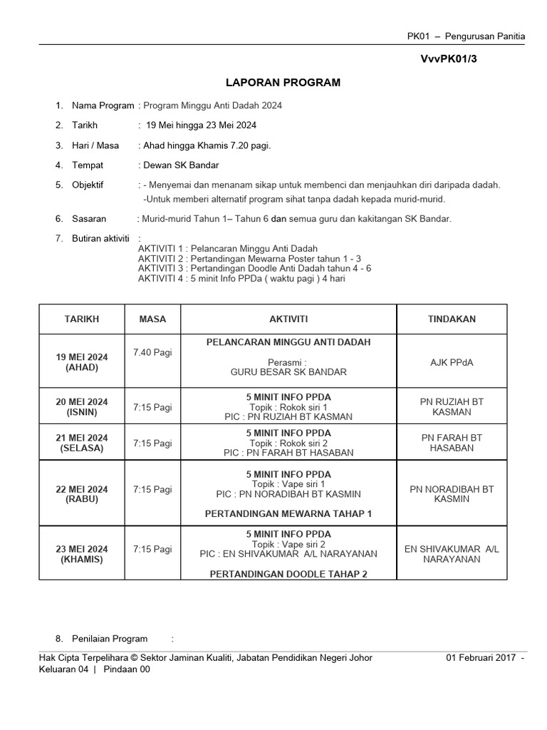 Laporan Program Anti Dadah 2023 | PDF