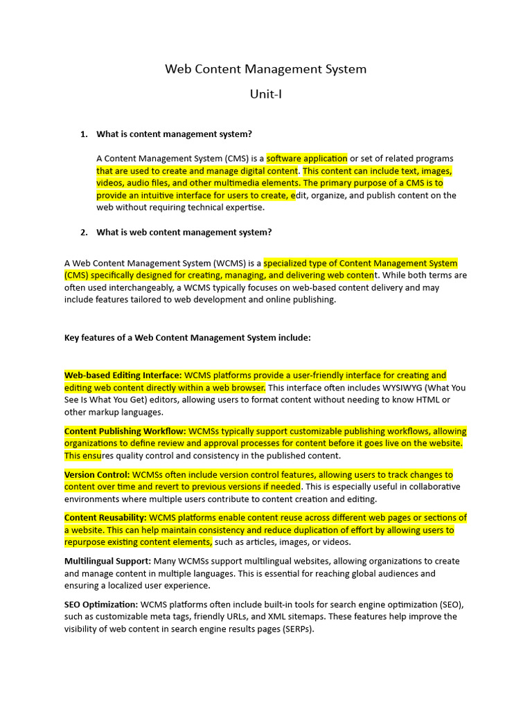 WCMS_unit1_notes[1] | PDF | World Wide Web | Internet & Web