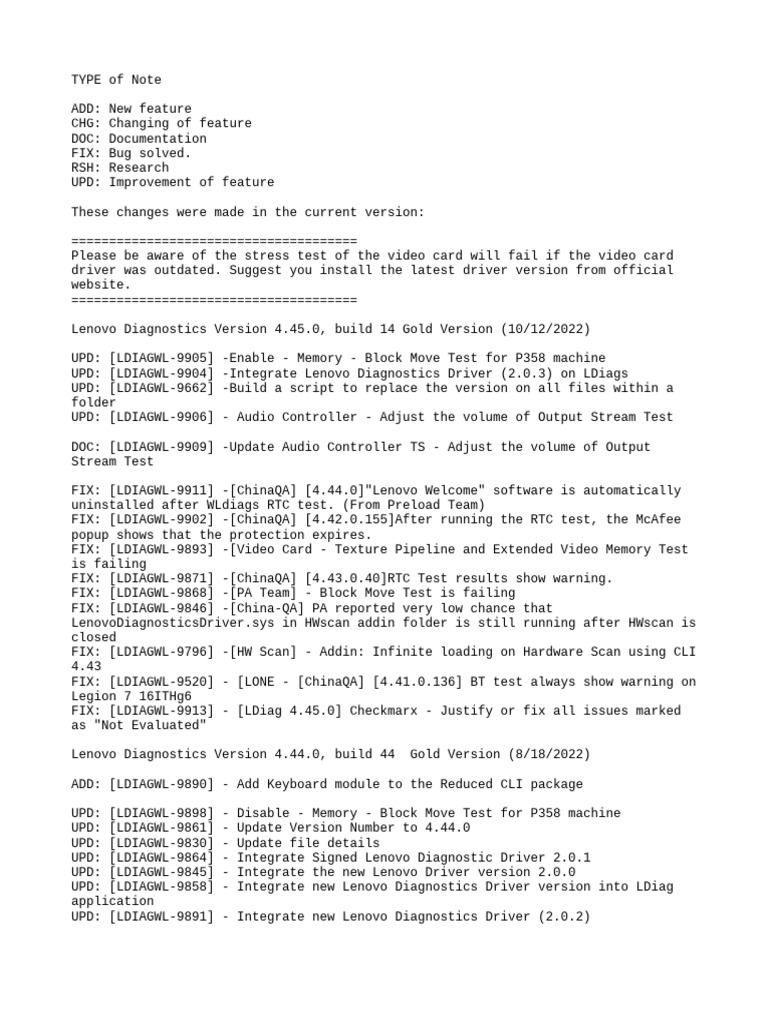 Lenovo Diagnostics Update Summary | PDF | Booting | Command Line Interface