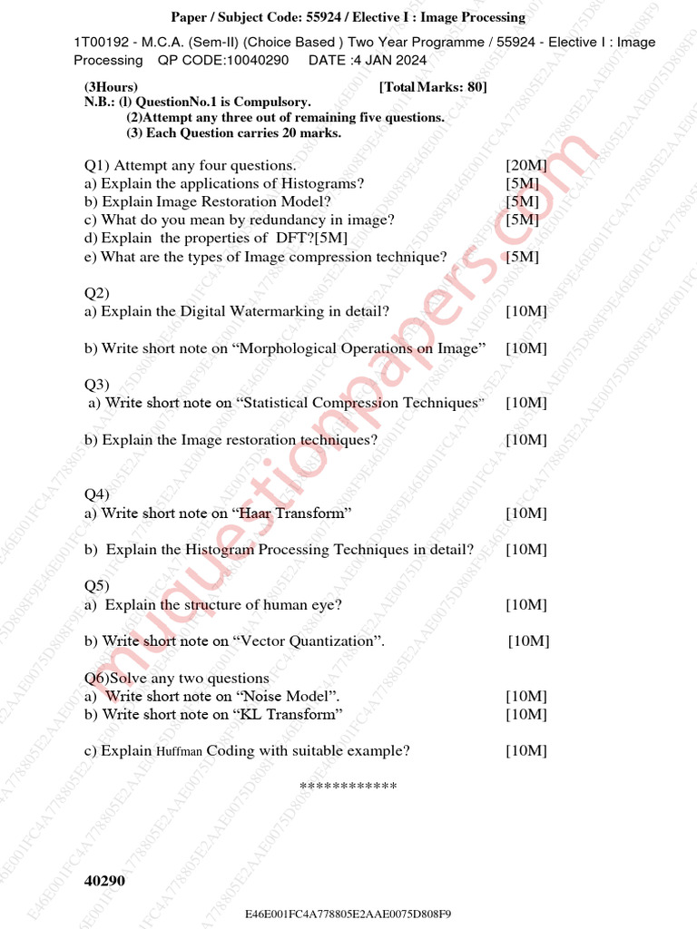 Technology - Mca Master of Computer Applications - Semester 2 - 2023 - December - Elective 1 ...