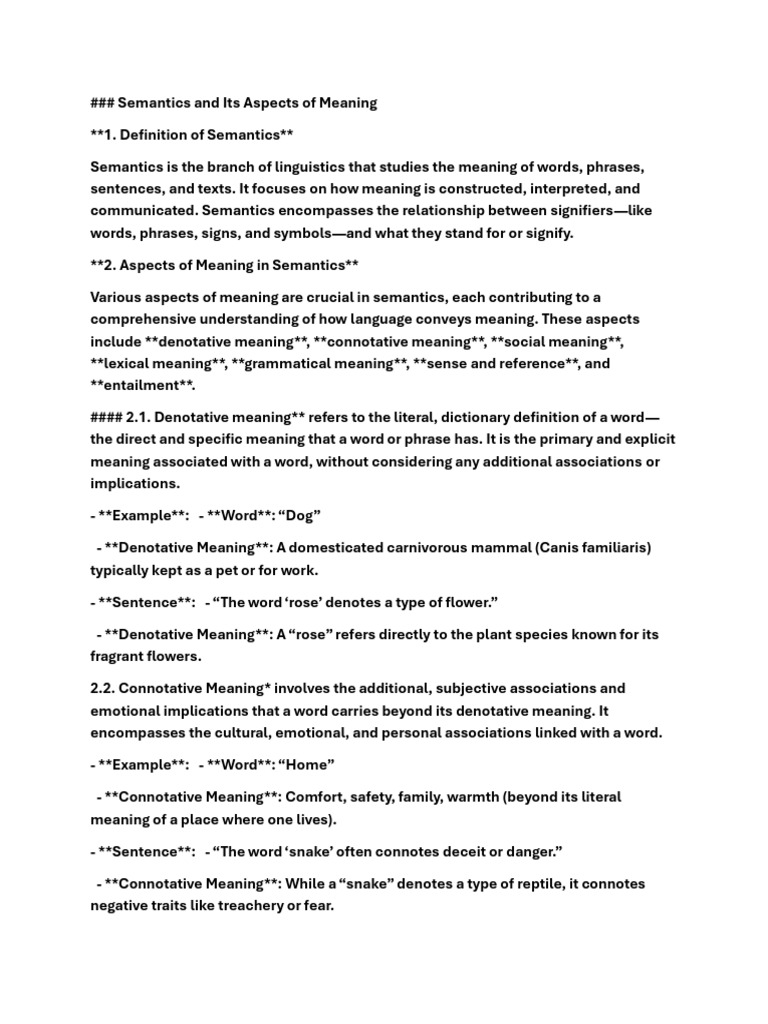 Semantic and Its Types | PDF | Semantics | Word