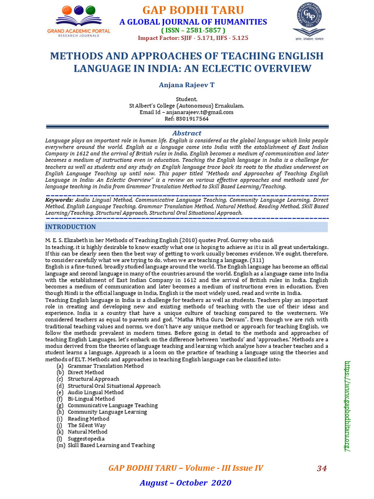 Teaching English Methods in India Overview | PDF | Language Education ...