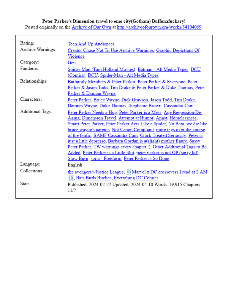 Peter Parkers Dimension | PDF | Spider Man | Batman