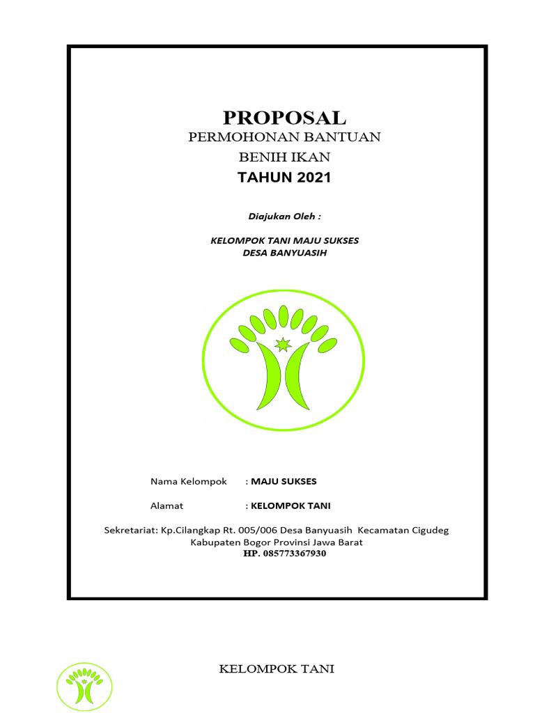 Proposal Ikan Kelompok Tani Maju Sukses Banyuasih. 2021 | PDF