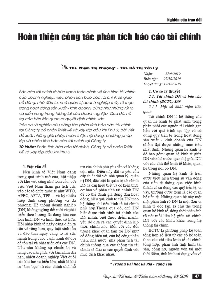 Hoan Thien CT Phan Tich BCTC | PDF