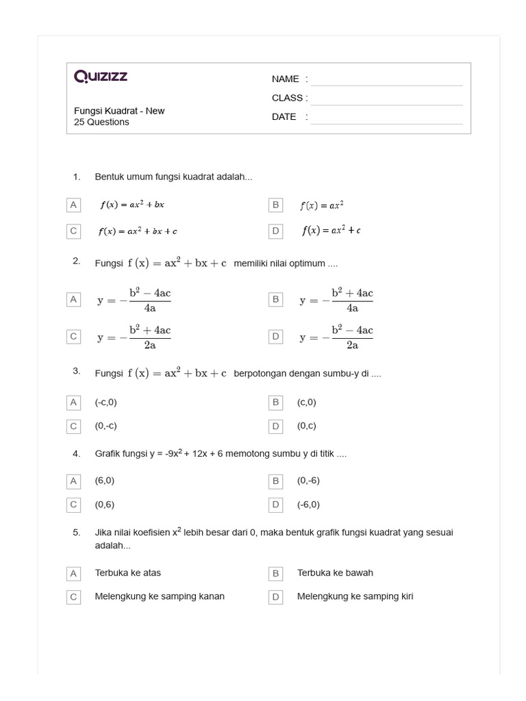 Fungsi Kuadrat - PH1 | PDF | Metode & Bahan Ajar