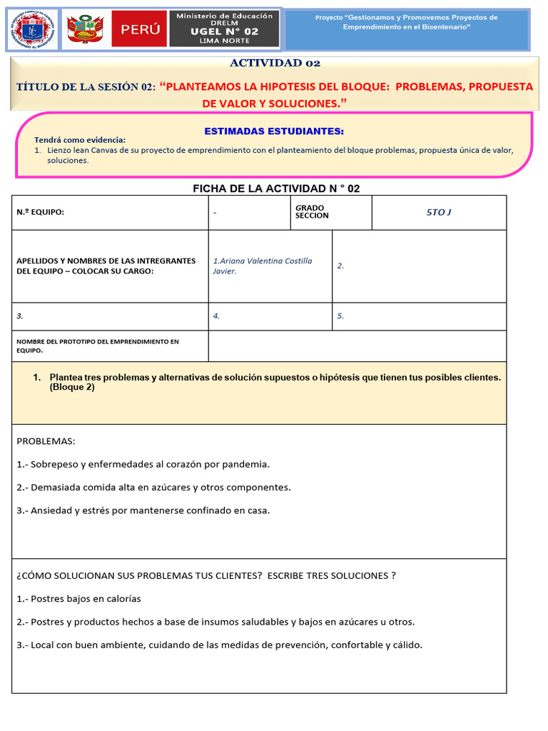 Actividad #2 de 5° IV Bimestre | PDF