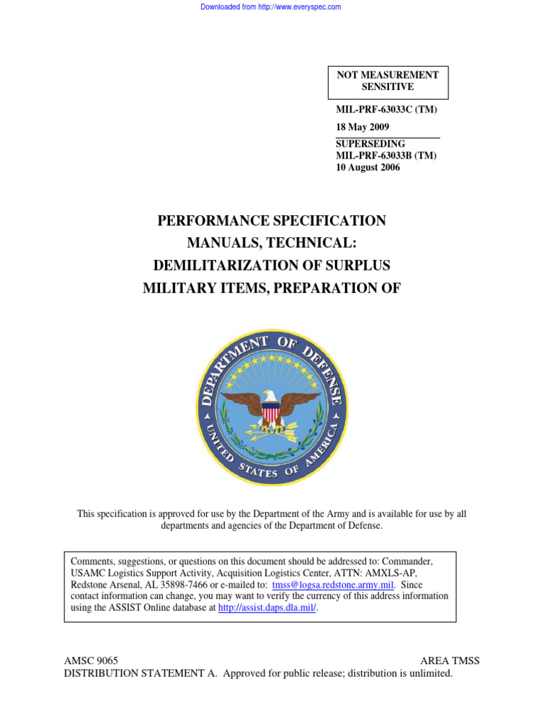 MIL-PRF-63033C | PDF | Specification (Technical Standard) | Metadata