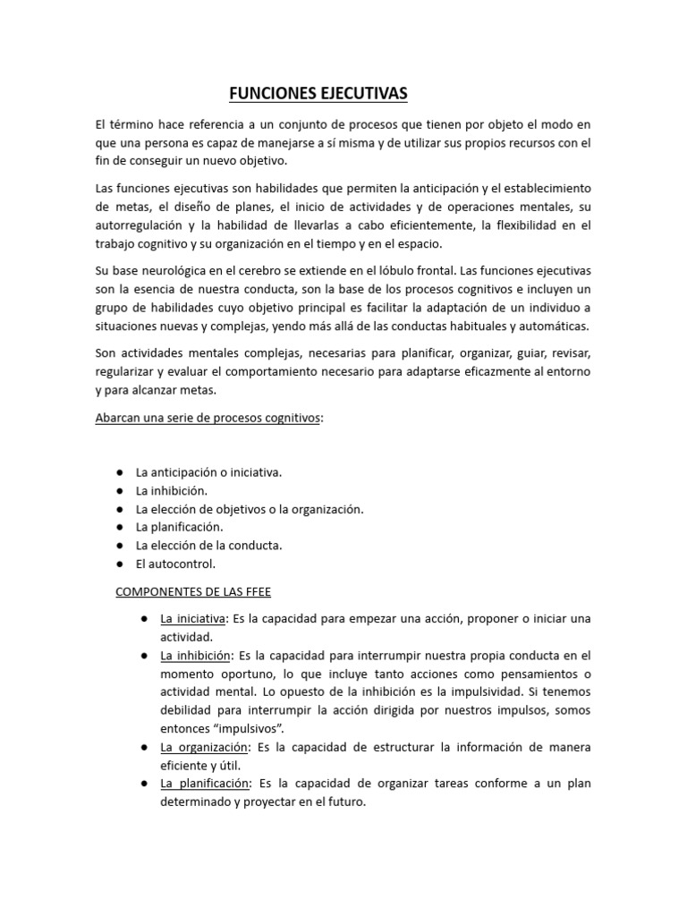Funciones Ejecutivas | PDF | Funciones ejecutivas | Mente
