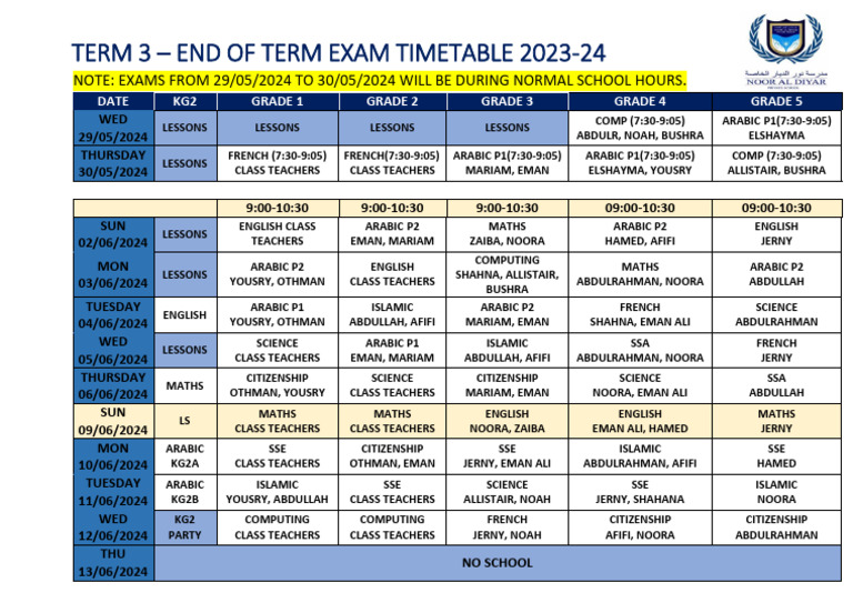 2023 2024 t3 Exam Timetable Invigilation 2 | PDF