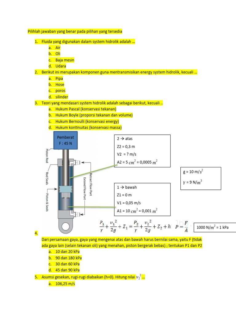 Soal Training Hyrdaulic Basic | PDF