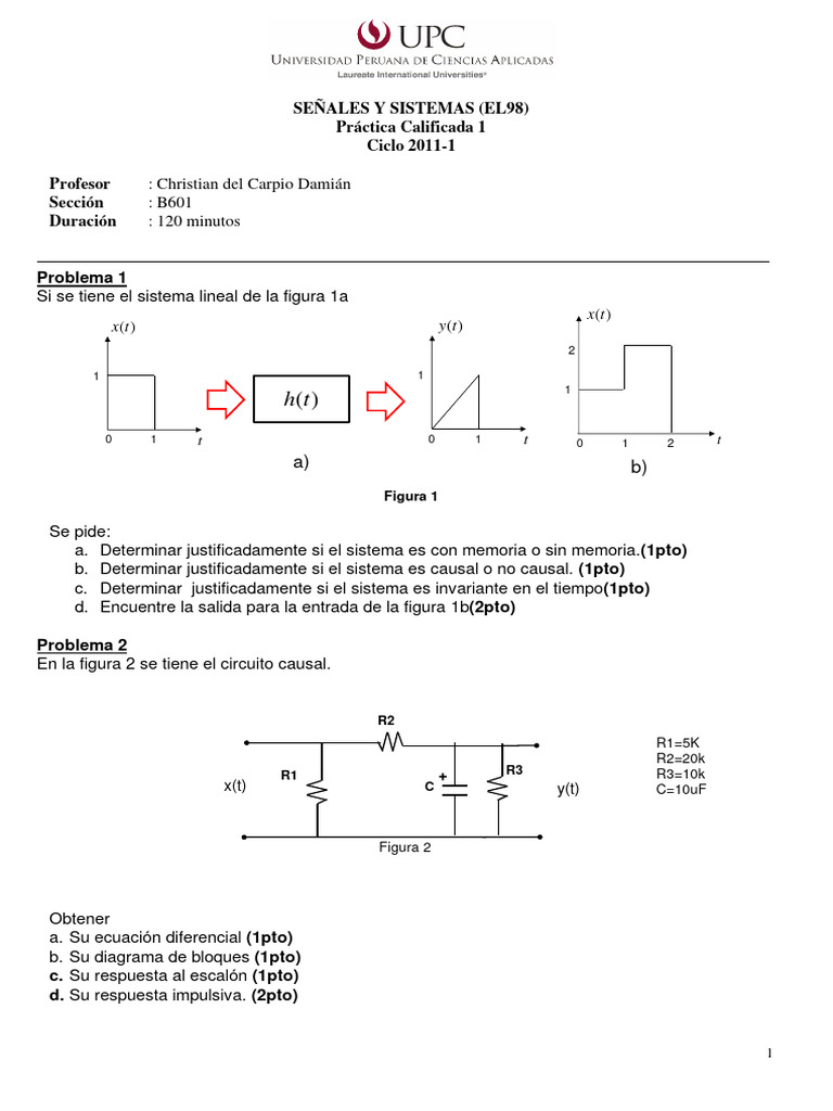 EL98 Practica1 SyS 2011 1 UPC | PDF | Matemáticas Aplicadas ...