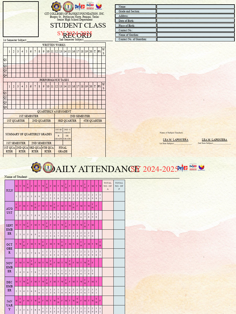 Raketph Student Class Record (SHS) | PDF