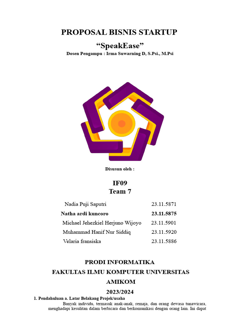 Proposal Bisnis Startup - Team 7 - 23.11.5875 - Natha Ardi Kuncoro - Laporan UAS | PDF | Karier ...