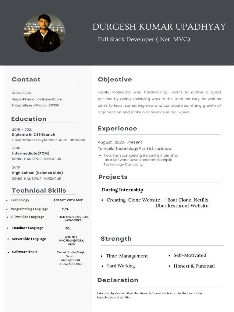 Durgesh Resume | PDF | Dynamic Web Page | Software Development