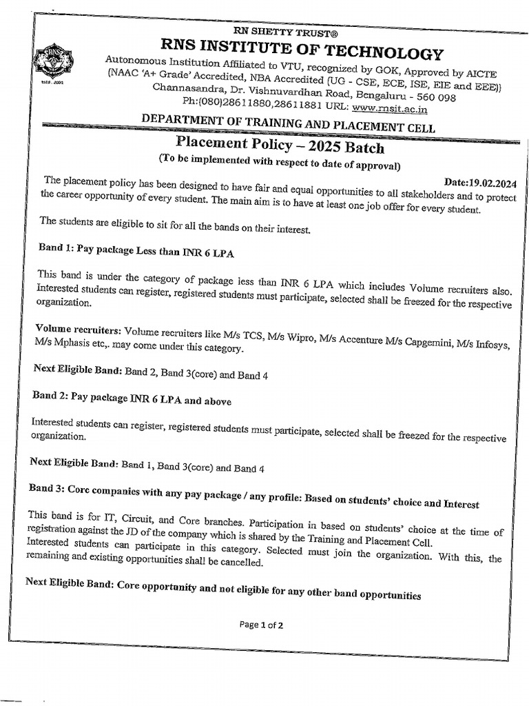 Placement Policy - 2025 (1) | PDF