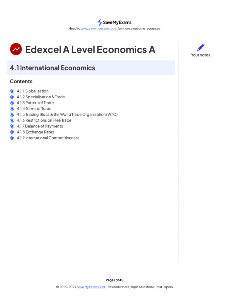 Edexcel A Level Economics A | PDF | Tariff | Elasticity (Economics)