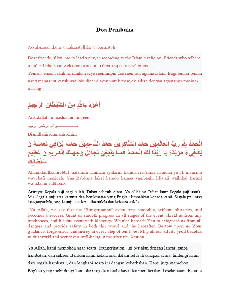 Doa Pembuka | PDF | Agama & Spiritualitas | Gaya Hidup
