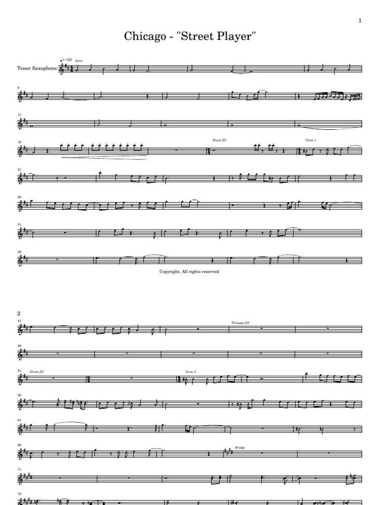 Chicago - Street Player - Tenor Saxophone | PDF