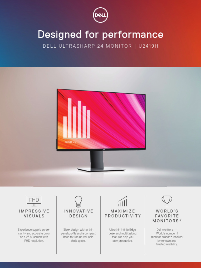 Dell UltraSharp 24 Monitor U2419H Data Sheet | PDF | Computer Monitor ...