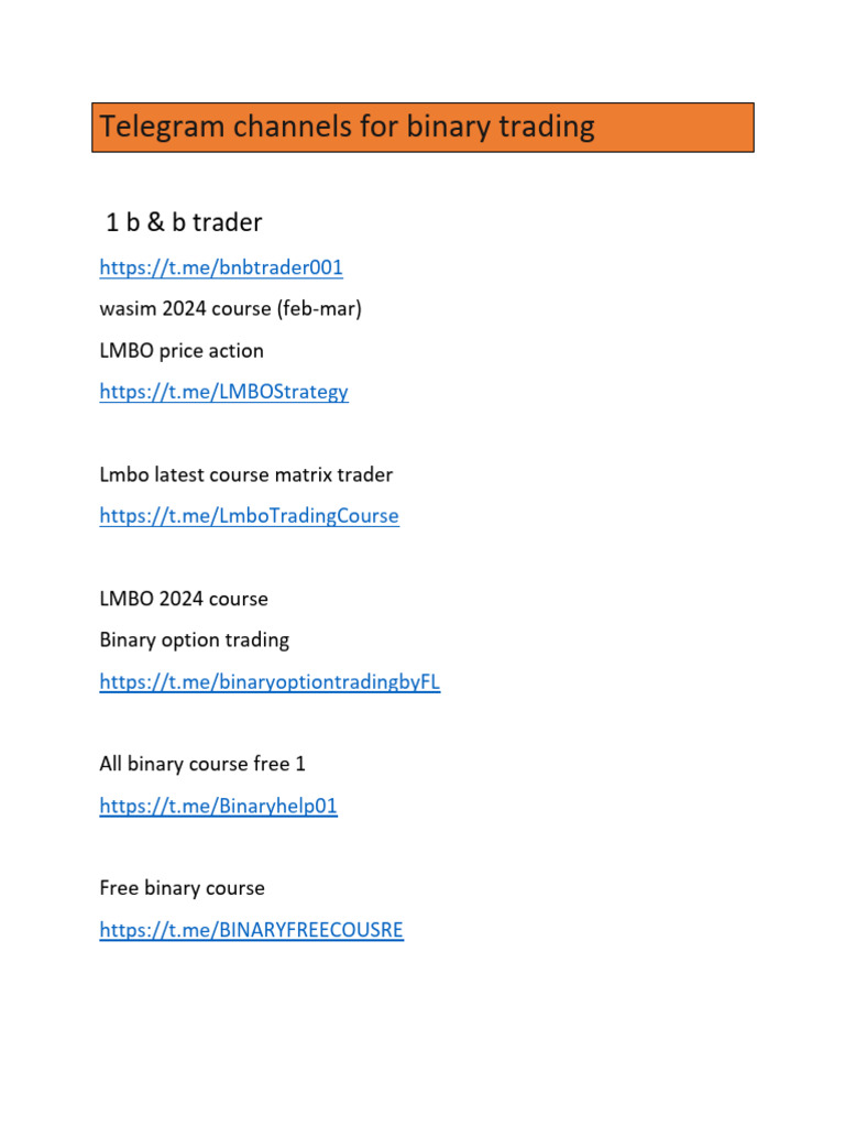 Telegram Channels For Binary Trading | PDF