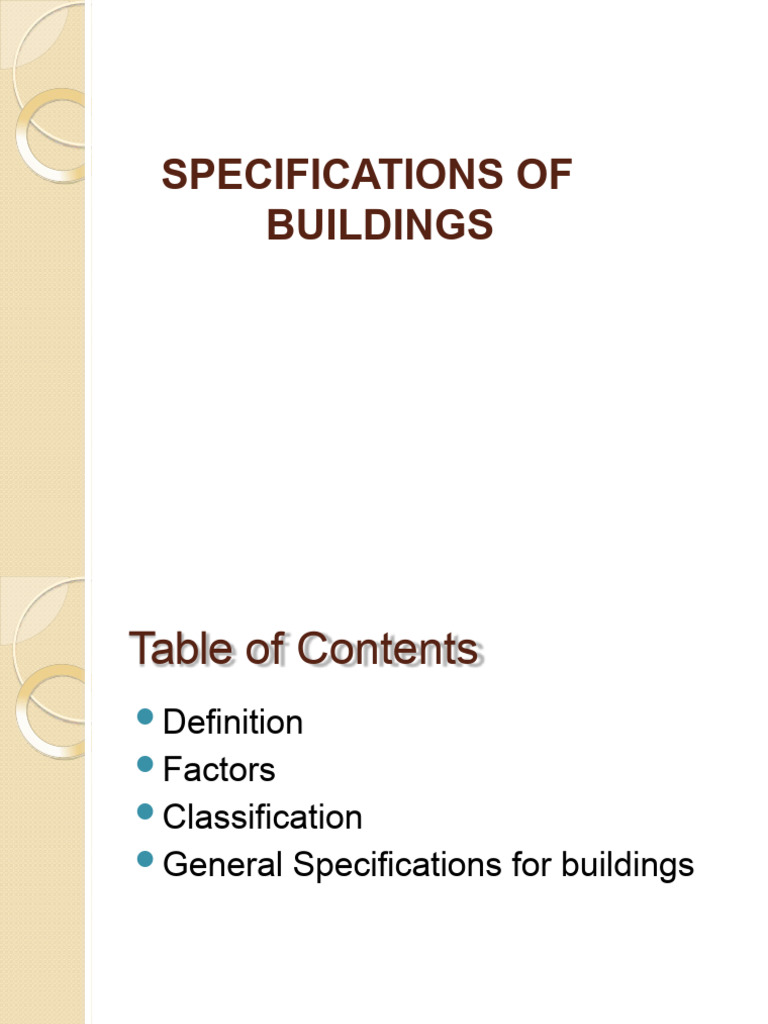 Specifications of Buildings | PDF | Mortar (Masonry) | Concrete