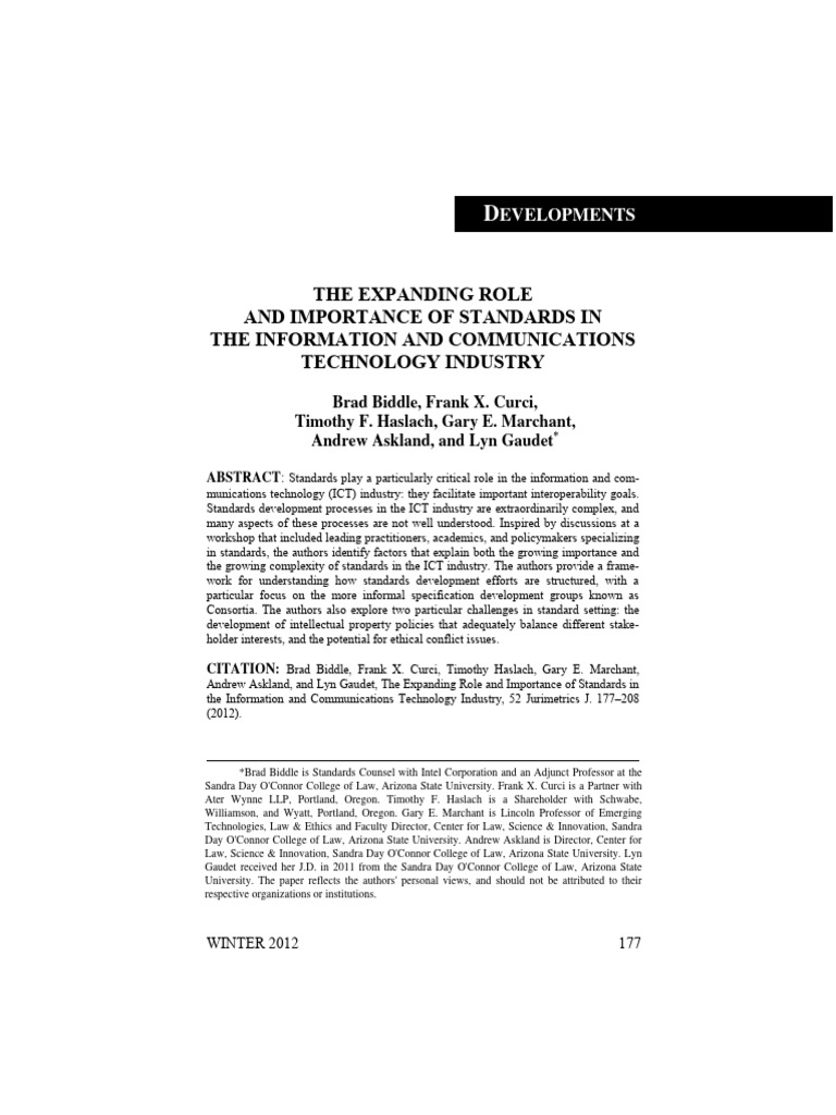 Biddle - The Expanding Role and Importance of Standards in The ... Biddle - The Expanding Role and Importance of Standards in The ...