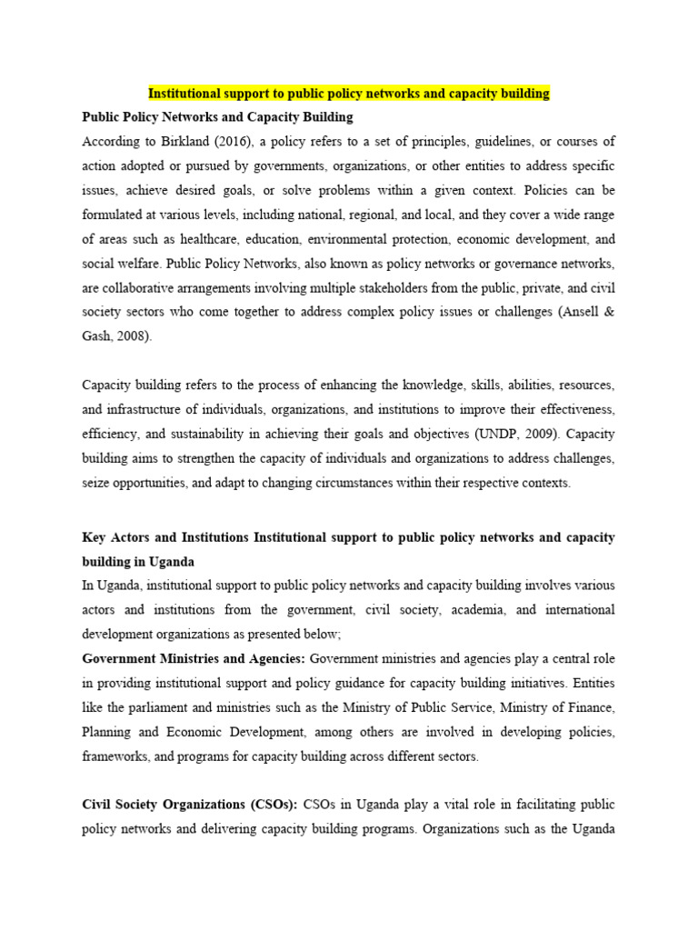 Uganda's Public Policy Capacity Building | PDF | Capacity Building | Policy