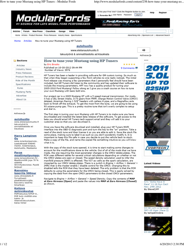 How To Tune Your Mustang Using HP Tuners - Modular Fords | PDF ...