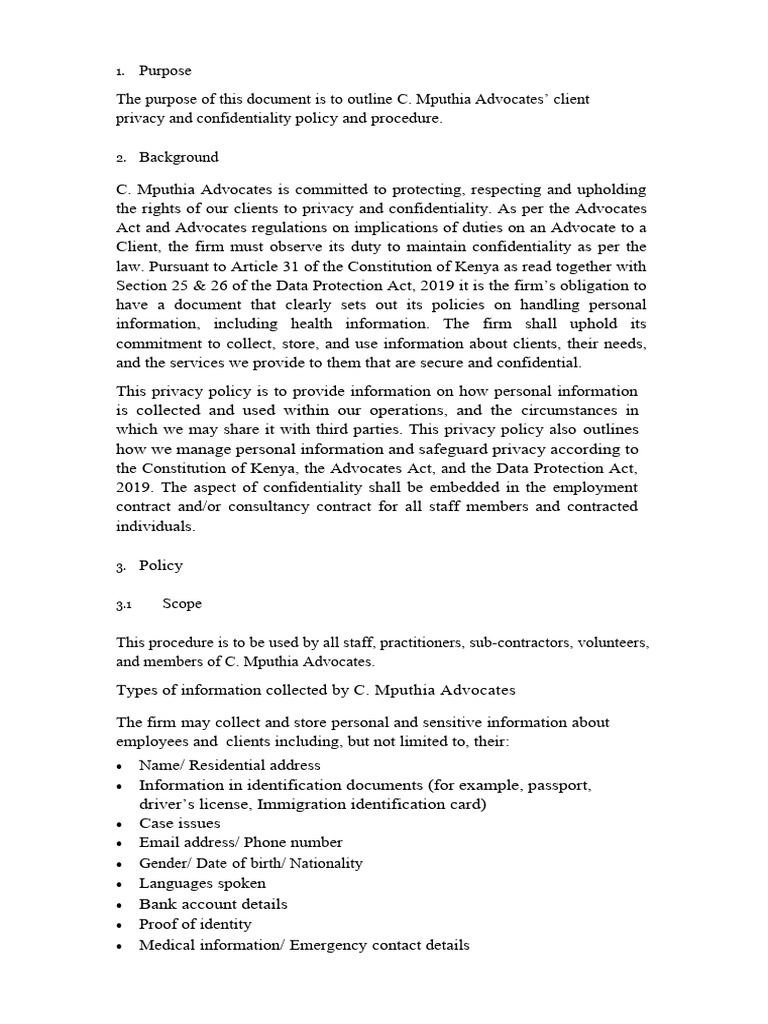 WWG Client Privacy and Confidentiality Policy and Procedure | PDF ...